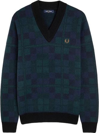 Fred Perry Pullover mit Schottenkaro - Blau