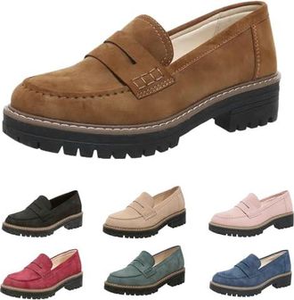 Generic Mocassins pour femme, semelle compens&eacute;e, large largeur, confortable, &agrave; enfiler, pour le travail, le bureau, les affaires, style d&eacute;contract&eacute;, chaussure