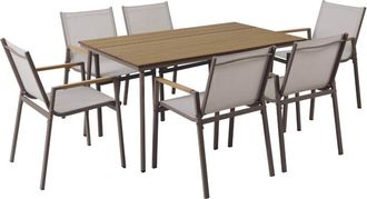 Oviala Ensemble table de jardin ovale 150x90 cm et 6 chaises taupe