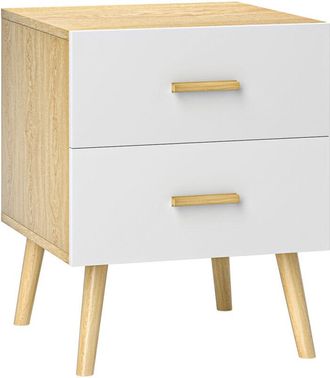 HOMCOM Table de chevet - HOMCOM - 2 tiroirs - moderne - pour chambre &agrave; coucher, salon - panneau de particules et MDF - 40x40x50cm - ch&ecirc;ne