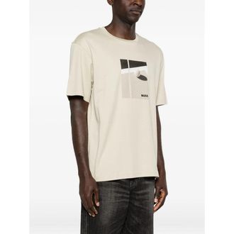 HUGO BOSS Graphic Print T-Shirt - Beige