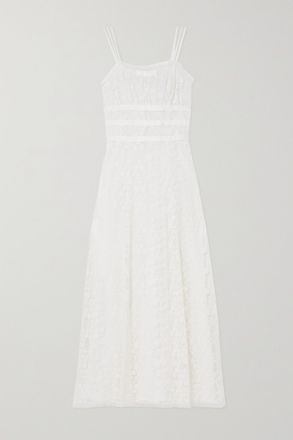 Rodarte Maxikleid Aus T&uuml;ll Aus Einer Baumwollmischung Mit Stickereien Und Ripsbandbes&auml;tzen - Wei&szlig;