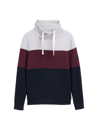 Tom Tailor Herren Colourblock Sweatshirt mit hohem Kragen, 15398 - Light Stone Grey Melange, M