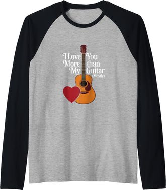 Mapanoli Design Ich Liebe Dich mehr als Meine Gitarre - Valentine Guitar Player Raglan