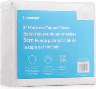 Linenspa 5,1 cm Matratzenauflage - nur Bezug - maschinenwaschbar - atmungsaktiv - rutschfest - Bezug für Matratzenauflage mit Reißverschluss - nur Bezug - Weiß