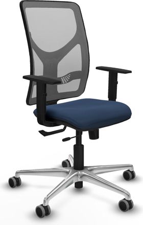 Piqueras y Crespo B&uuml;rostuhl, blau, mit 1D-Armlehnen, h&ouml;henverstellbare Lendenwirbelst&uuml;tze, ausgestattet mit Syncro/Traslack und Schneideschaum, mit Rollen 65 mm, Parket