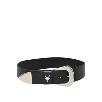 Inan Femme, Accessoires, Noir, Taille: ONE Size Ceinture en Cuir avec Boucle Western