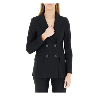 Seventy Femme, Vestes, Noir, Taille: 42 FR Giacca Blazer doppiopetto in rete tecnica bistretch