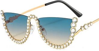Generic Lunettes de soleil design 2025 pour hommes et femmes demi-monture en métal avec diamants lunettes de soleil dextérieur pour la plage (couleur : F, tai