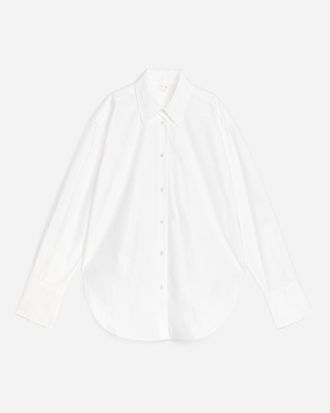 Arket Popeline-Hemd Mit Lockerer Passform -Wei&szlig;
