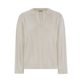 Brunello Cucinelli Femme, Pulls, Blanc, Taille: 40 FR Pull &Eacute;blouissant Double C&acirc;ble