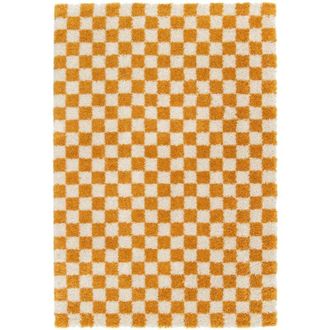 BOBOCHIC Bobochic - Tapis poils longs damien motifs damier 160x230 Jaune