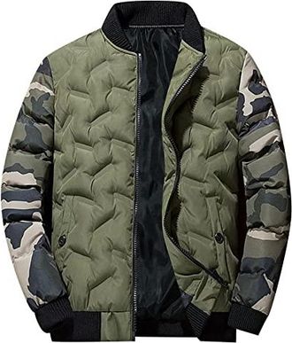 Generic Veste Hybride Homme - Hommes Automne Et Hiver Mode Décontracté Couleur Unie Fermeture Éclair Camouflage Col Poche Coton Rembourré Veste Manteau Veste 
