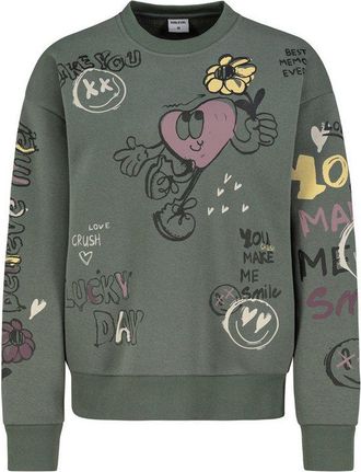 Sublevel Sweatshirt Damen Pullover langarm im Alloverprint Sweater, Sweatpullover