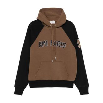 Ami Colorblock Logo Hoodie - - Sweatshirts & Hoodies - Herren - Braun - M