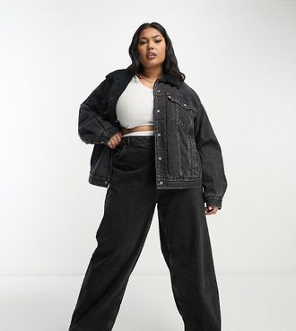 Levi's Veste en jean authentique style camionneur en imitation peau de mouton - Noir