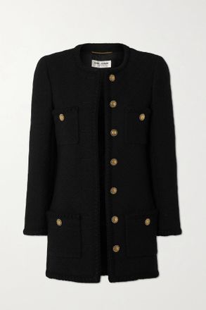 Saint Laurent Manteau En Tweed De Laine - Noir