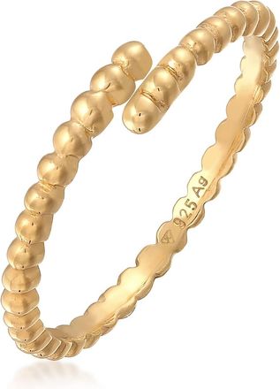 Elli Ring Damen Band Kugel Design Offen Verstellbar in 925 Sterling Silber Vergoldet