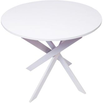 Skraut Home Skraut Home - Table &agrave; manger ronde fixe, Mod&egrave;le zen, 90 x 90 x 77 cm de haut, Capacit&eacute; jusqu&agrave; 4 personnes, Mat&eacute;riaux r&eacute;sistants, Couleur blanc mat