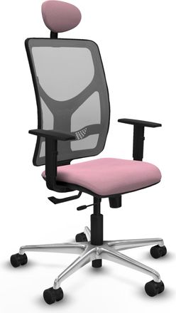 Piqueras y Crespo Rosa Schreibtischstuhl mit 1D-Armen, h&ouml;henverstellbare Lendenwirbelst&uuml;tze und festes Kopfteil, ausgestattet mit Syncro/Traslack und Schneideschaum, Gr