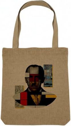 Fabulous Sac Shopping Tote Bag Aspect Lin - Mondrian Collage Art Artiste Peinture Modernisme - Sac de Courses Toile Epaisse 360g Beige Naturel Cabas Port&eacute; Epau