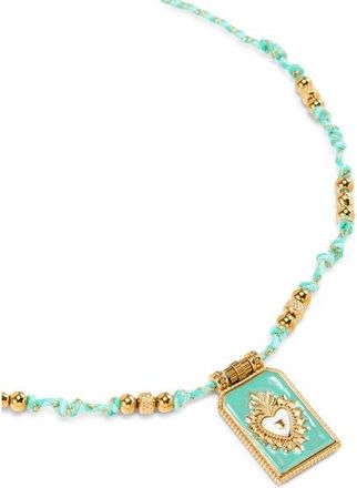 Au Printemps Paris Collier &agrave; pendentif en coton m&eacute;lang&eacute;