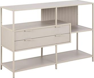 AC Design Furniture Jörn Regal, Korpus und Gestell grau rau pulverbeschichtet Stahl, 2 Schubladen und 3 Böden grau rau Melamin mit asymmetrischem Detail und wendbare rück