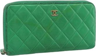 Chanel Pre-owned Long Wallet - Femme - Pre-owned - Vert - Taille: ONE Size