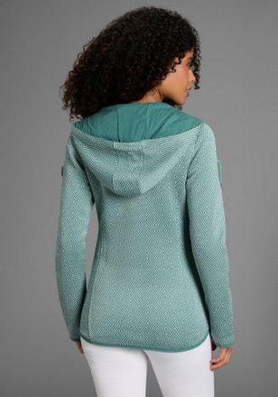 Kangaroos Fleecejacke gemusterte Struktur, h&uuml;ftbedeckende L&auml;nge Kapuze Fleece-Material