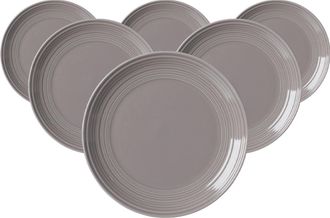 Ritzenhoff & Breker Levi Dessertteller 6er Set, 21 cm, Fr&uuml;hst&uuml;cksteller mit feinem Rillenrelief, Skandinavisches Design, Porzellan, Grau