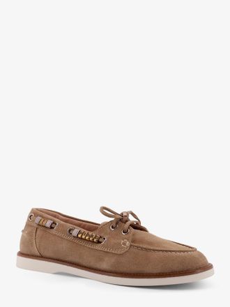 Pinko Womens Loafers Grace Suede Beige