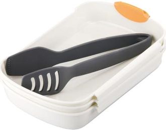 Tescoma PRESTO Panier-Set 3-teilig mit Zange - Panierschalen für Schnitzel und Co., spülmaschinenfest, stapelbar, Küchenzubehör zum sauberen Panieren