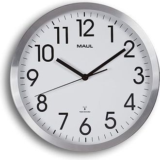 Maul Maul Funkwanduhr MAULmove &Oslash; 30cm | Elegante Wanduhr aus Mineralglas | automatische Zeiteinstellung | stabile Verarbeitung aus Aluminium in modernem De