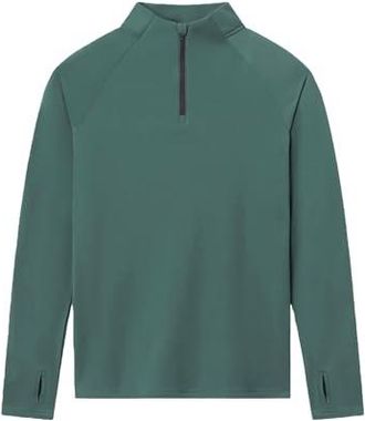 Generic Chemise de compression pour homme avec fermeture &eacute;clair 1/4 - Manches longues - Style d&eacute;contract&eacute; - Couleur unie - Grande &eacute;lasticit&eacute; - Respirant - Pou