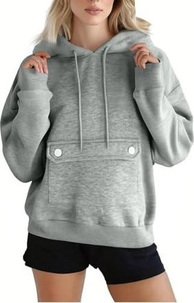Generic Sweat-shirt léger pour femme avec cordon de serrage - Sweats à capuche pour femme - Surdimensionné - Vêtements de sport - Veste de sport - Sweat-shirt