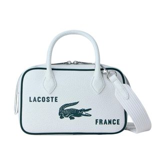 Lacoste unisex, Sacs, Blanc, Taille: ONE Size Runway Small Printed Leather Gym Bag