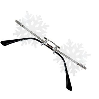 Yardwe Lunettes de Soleil Festives sans Monture Forme Flocon de Neige Lunettes Originales Transparentes Argentées Accessoires de Fête pour Noël et Nouvel An 