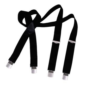 DonDon Herren Hosentr&auml;ger 3,5 cm breit mit 4 extra starken matt geb&uuml;rsteten Clips in X-Form schwarz