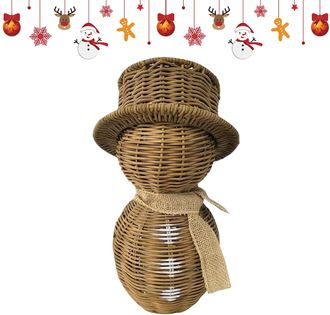 Generic Weihnachtsdekoration Schneemann - Weihnachten, k&uuml;nstlicher Rattan, lustige Figuren Schneemann mit Schal - f&uuml;r den Au&szlig;enbereich, K&uuml;che, Schlafzimmer, W