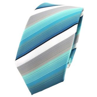 TigerTie étroit cravate turquoise mint gris blanc noir rayé - Tie