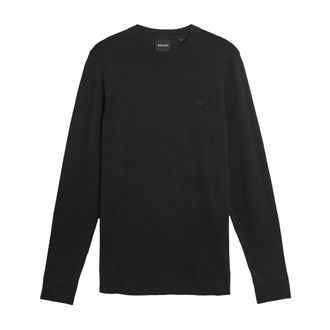 Lyle & Scott Tonal Superfine Rundhals-Pullover - - Knitwear - Herren - Schwarzk - XL