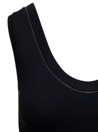 Brunello Cucinelli Monile-Embellished Cotton Tank Top - Black