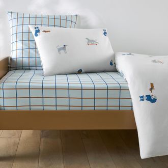La Redoute Interieurs Drap-housse Enfant En Coton Lav&eacute; Bonnet 25 Cm Imprim&eacute; Chiens Team Chiens