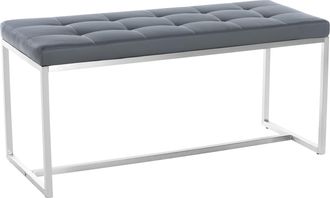 Clp Edelstahl Küchenbank Barci Kunstleder I Moderne 2er-Sitzbank Mit Polsterung Für Esszimmer Und Küche Und Büro I Sitzhöhe 48 cm, Farbe:grau