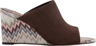Missoni Femme, Chaussures, Brun, Taille: 41 EU Mules en daim &agrave; maille chevron