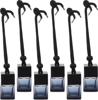 NUOBESTY 6 St&uuml;ck Nachf&uuml;llbare Auto duftanh&auml;nger Stilvolle Schwarze Glasflaschen Bruchsicherer Car Air Freshener Tragbarer Aromatherapie diffusor zur Geruchsneu