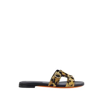 Santoni Leopard-Print Double-Buckle Leather Slides - - Shoes - Damen - Mehrfarbig - 36 EU