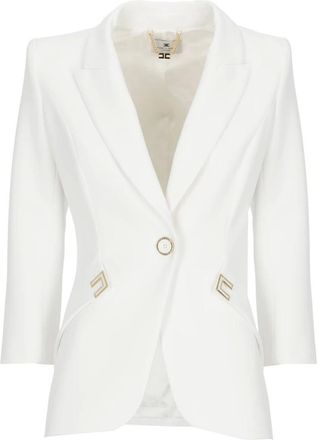 Elisabetta Franchi Femme, Vestes, Beige, Taille: 42 FR Double Stretch Cr&ecirc;pe Blazer
