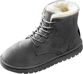 Generic Bottes de neige chaudes et d&eacute;contract&eacute;es pour femme - &Eacute;l&eacute;gantes - Doublure en polaire - Confortables - Talon plat - Antid&eacute;rapantes - Lacets, gris, 36.