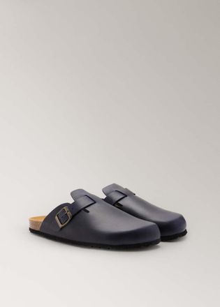 Mango Chaussons sabots en cuir bleu marine - Femme - 36 - MANGO